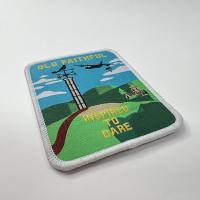 China Size Custom Iron On Woven Patch Natural Scenery PMS Color Waterproof For Clothes for sale