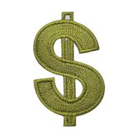China Custom Dollar Embroidery Patch Iron On Merrow Border Eco Friendly Patches for sale