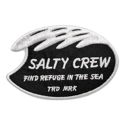 China Sea Wave 3D Embroidery Patch with Hook and Loop Backing Custom Garment Patch 100 PCS for sale