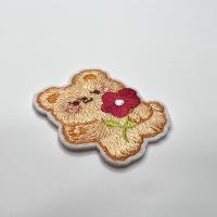China Custom Embroidered Carton Bear Patch Pantone Colors Gold Cotton Thread 100 PCS MOQ for sale