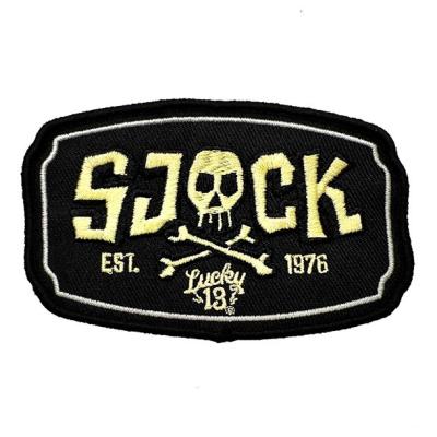 China OEKO-TEX Standard Clothing Embroidery Patch Washable Twill Fabric Skull Rectangle Shape for sale