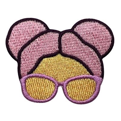 China Pink Cool Girl Iron On Embroidery Badge OEKO-TEX Standard Merrow Border 100pcs MOQ for sale