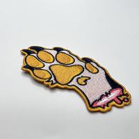 China Custom Embroidered Dog Paw Iron On Patch 100% Embroidery 1 to 2 Inch PMS Color Match for sale