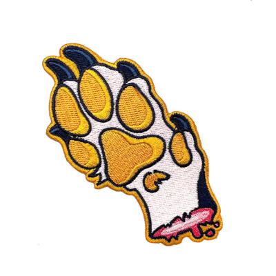 China Custom Embroidered Dog Paw Iron On Patch 100% Embroidery 1 to 2 Inch PMS Color Match for sale