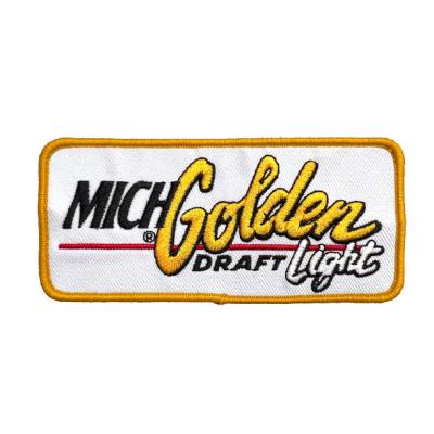 China Rectangle Brand Logo Custom Embroidery Patch With Reusable Twill Fabric for sale