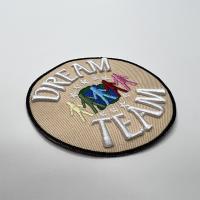 China Custom Twill Fabric 3D Iron On Embroidery Patch Merrow Border 12 Colors for sale