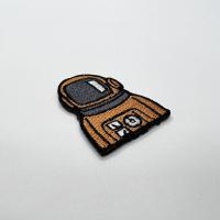 China Twill Fabric Cotton Thread Full Embroidery Patch Astronaut Shape 9 CM With Iron On Backing for sale