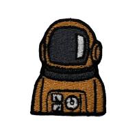 China Twill Fabric Cotton Thread Full Embroidery Patch Astronaut Shape 9 CM With Iron On Backing for sale