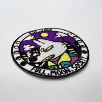 China Round Carton Wolf Stick On Backing Embroidery Patch 7 Colors Custom Size 1-2 inch for sale