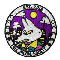 China Round Carton Wolf Stick On Backing Embroidery Patch 7 Colors Custom Size 1-2 inch for sale