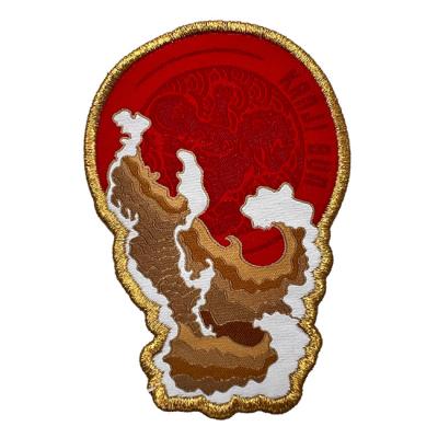 China Custom Iron On Woven Patch Merrow Border Sew On Patches for Clothing 8-9 Colors for sale