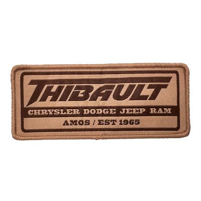 China Iron On Woven Logo Patch Vintage Eco Friendly Polyester Threads Woven Hat Patches for sale