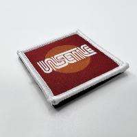 China Custom Brand Name Woven Logo Patch Stitched Name Patches With Merrow Border for sale