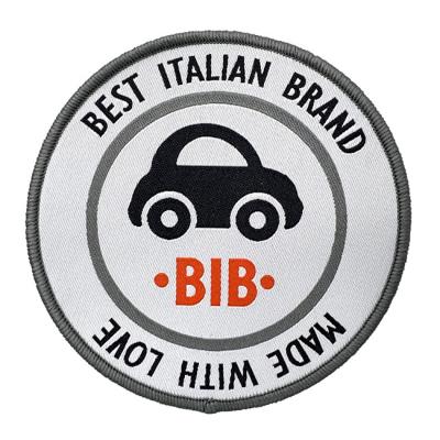 China BIB Custom Brand Name Patches Polyester Threads Merrow Border For Letterman Jackets for sale