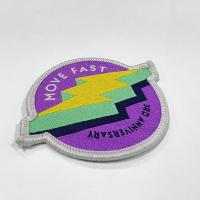 China Custom Stick On Woven Patches for Jeans Jackets Garment 12 Colors Laser Cut Shapes for sale