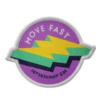 China Custom Stick On Woven Patches for Jeans Jackets Garment 12 Colors Laser Cut Shapes for sale