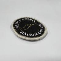 China Custom Woven Patches Black Fabric Sew On Patch for Letterman Jackets 100 PCS MOQ for sale
