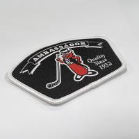 China Custom Iron On Woven Patches Golf Club Clothing Brand Patches For Uniform 100% Polyester 7-15 Days Delivery for sale
