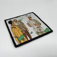 China Custom Woven Clothing Patches Iron On with Merrow Border 100 Polyester 2mm Min Letter for sale