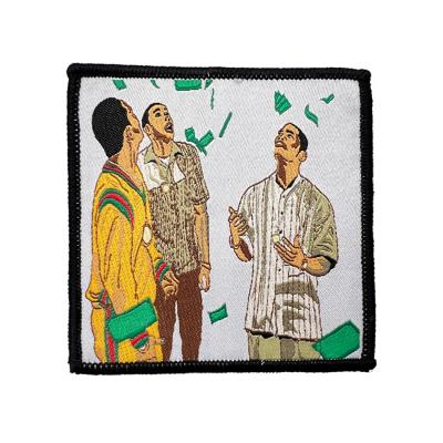 China Custom Woven Clothing Patches Iron On with Merrow Border 100 Polyester 2mm Min Letter for sale