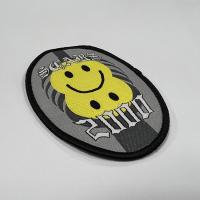 China Custom Fisheye Effect Woven Patches 100 PCS Min Order Embroidered Patches for Jackets for sale