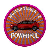 China Car Pattern 5CM Radial Woven Patches Merrowed Border Iorn On Backing for sale