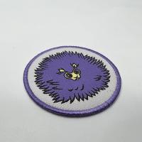 China Custom Cute Logo Iron On Woven Patch Purple Merrowed Border For Children for sale