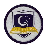 China School Logo Iron On Woven Patch Black Merrowed Border Custom Uniform Badges for sale