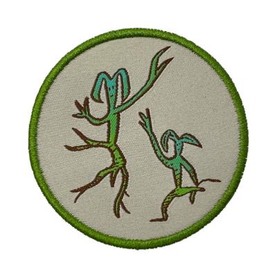 China 5cm Iron On Woven Clothing Patches Merrowed Border Custom Embroidered Badge for Garment Decoration for sale