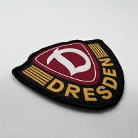 China Custom Woven Iron On Patches Merrowed Border Shoulder Badges 100 Pcs Min Order for sale