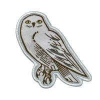 China Custom White Owl Iron On Woven Patch Merrowed Border Clothing Washable Patch for sale