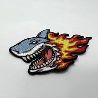 China Eco Friendly Iron On Embroidery Patches Custom Shark Design For Jackets for sale