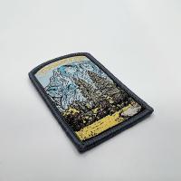 China Iron On Backing Woven Patches Custom Jacket Patches With Merrowed Border for sale