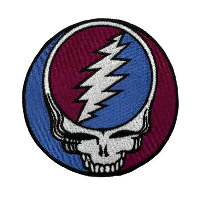China Custom Iron On Woven Patches DIY Skull Design for Jackets Hats 100 PCS MOQ for sale