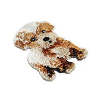 China Cute Custom Embroidered Back Patches Dog Fabric Material Adhesive Backing for sale