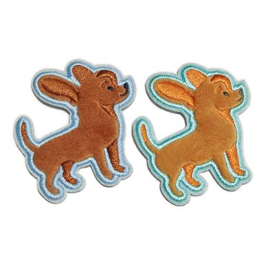 China Custom Dog Embroidered Patch Self Adhesive Fur Animal Patch 100 Pieces MOQ for sale