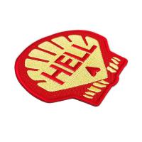 China Twill Iron On Custom Embroidered Patches Merrow Border Heat Cut Border for sale