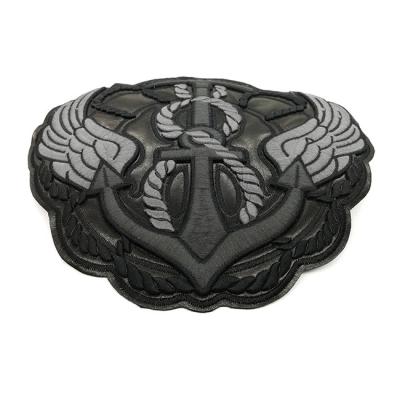 China Custom 3D Embroidered Leather Patch with Laser Cut Border 200 Pieces MOQ for sale