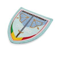 China Club Woven Logo Patch Machine Weaving Embroidered Cloth Badges for sale
