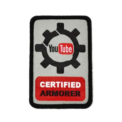China Garment Damask Woven Label Patch , Custom Velcro Backed Patches for sale