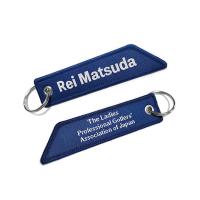 China Rectangle Woven Key Chain Affordable Woven Keyring 12cm*2.5cm for sale