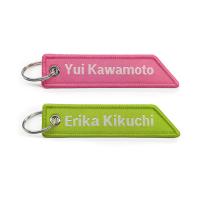 China Custom Woven Keychain 12cm x 2.5cm OEM Promotional Key Tag with Logo for sale