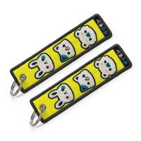 China Custom Embroidered Keychain 10x2.5cm Merrowed Border Personalized Key Tag OEM for sale
