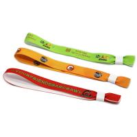 China Custom Polyester Ribbon Woven Wristbands 35x1.5 cm Printed Fabric Event Party Bands for sale