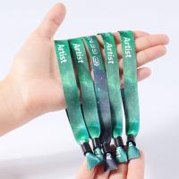 China Custom Polyester Ribbon Woven Wristbands 35x1.5 cm Printed Fabric Event Party Bands for sale