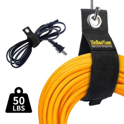 China Black Velcro Cord Holder Heavy Duty Storage Straps 430x50mm Custom Ribbon for sale