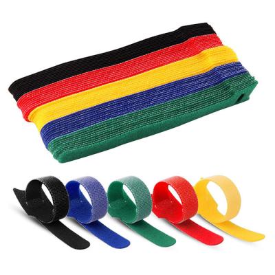 China Reusable Hook and Loop Cable Ties 15cm Nylon Cord Straps Custom Logo for sale