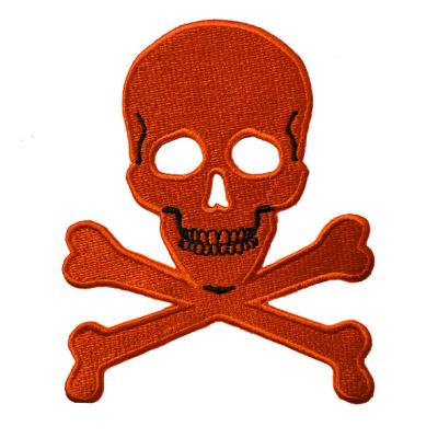 China Skull Pattern Twill Washable Iron On Embroidered Patches For Clothing for sale