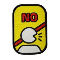 China Custom Self Adhesive Woven Label Patches Merrow Border 100 PCS MOQ Waterproof for Bags Garments for sale