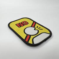 China Custom Self Adhesive Woven Label Patches Merrow Border 100 PCS MOQ Waterproof for Bags Garments for sale